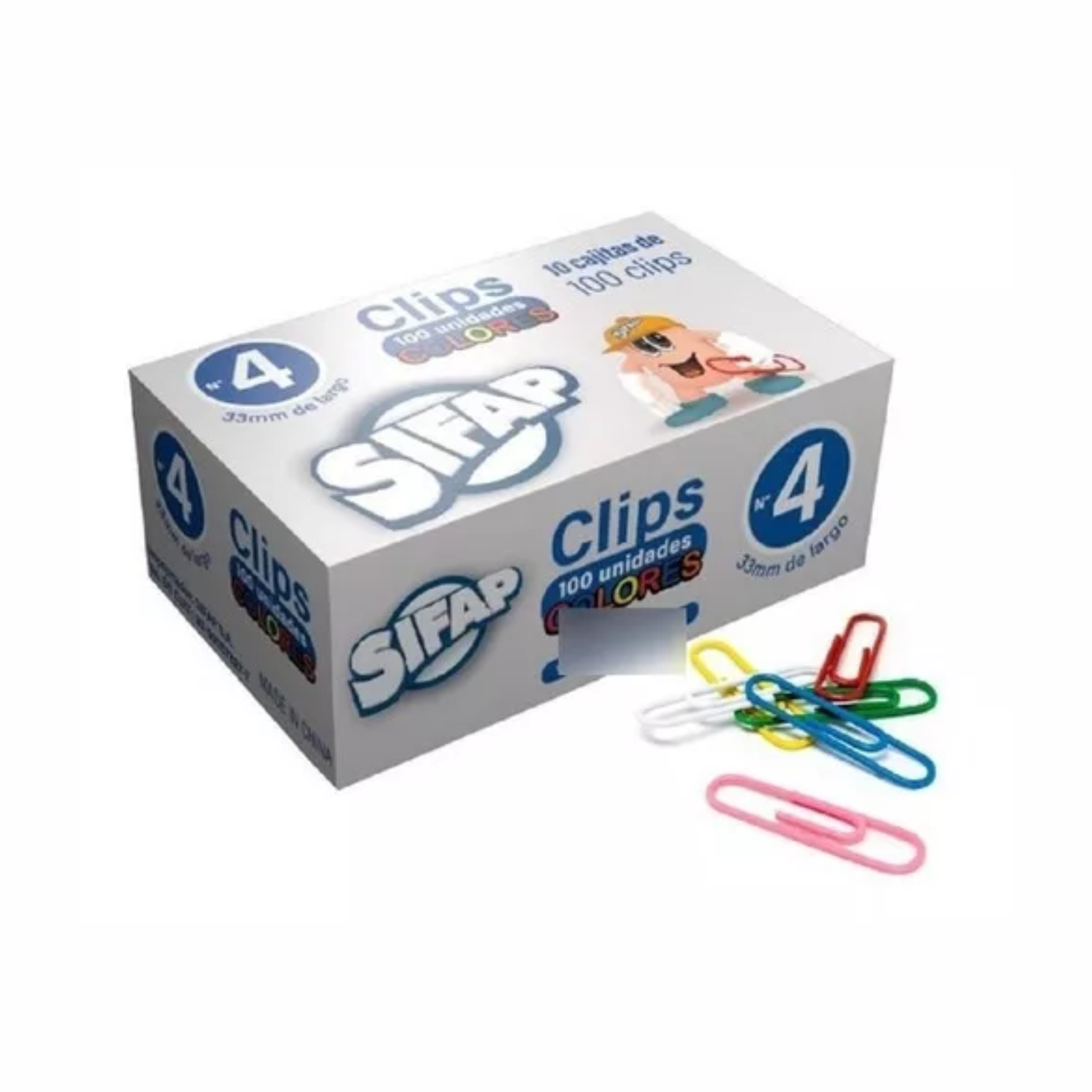 Broches Clip Sifap N° 4 Forrado 33 mm colores 100 unidades - IDAS